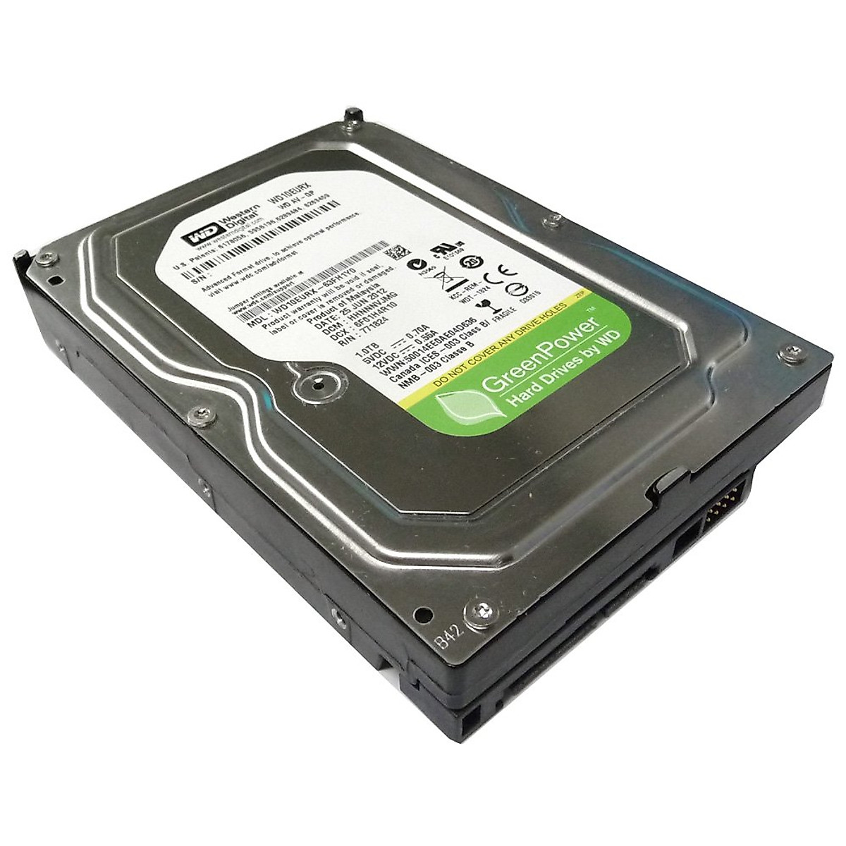 WD AV-GP 1 TB AV Video Hard Drive: 3.5 Inch, SATA III, 64 MB Cache - WD10EURX (Renewed)