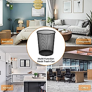 DESIGNA Mesh Small Trash Cans, 6-Pack Metal Wastebaskets, Garbage Container Bin for Office, Home, Bedroom, Black