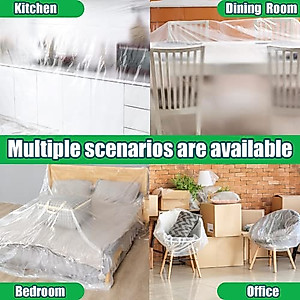 10 Pieces Plastic Drop Sheets for Painting, Plastic sheeting Waterproof Dust-Proof Clear Cloth for Furniture Cover, 9x12 Feet Tarps
