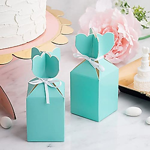 Efavormart 25 Pack Turquoise Vase Shape Favor Boxes with Satin Ribbons Cardboard Wedding Gift Boxes