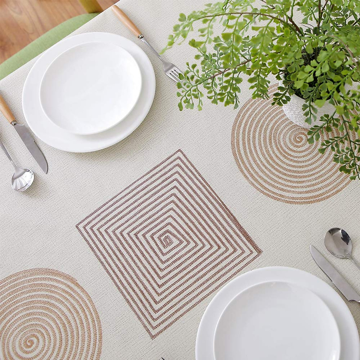 Yofori Table Cloth for Square Table Heavy Duty Vinyl Tablecloth Square Waterproof Plastic Tablecloth Wipeable Outdoor PVC Table Cover for Picnic(54x54 inch, Geometry)