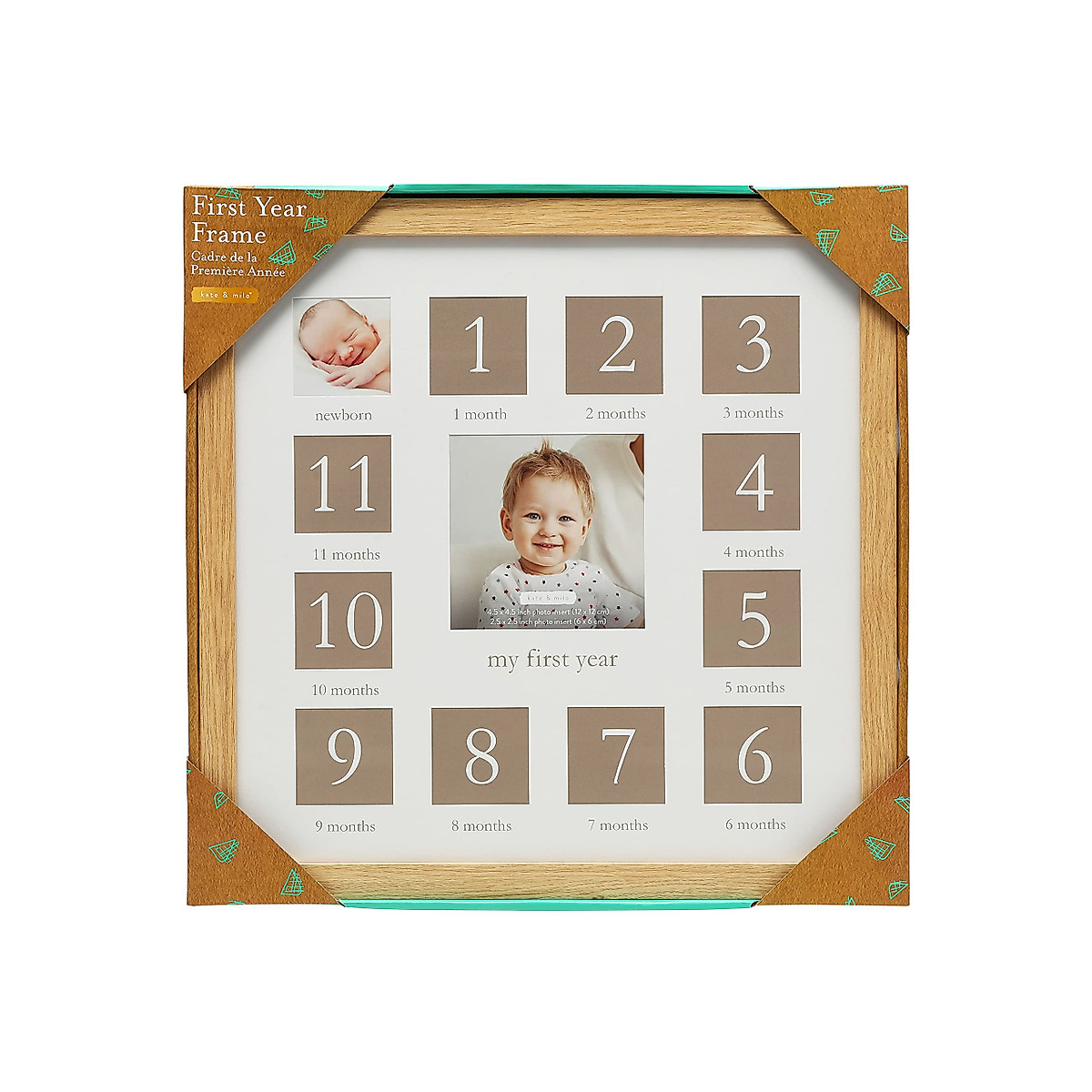 Kate & Milo I Love You to The Moon and Back First Year Frame, Baby Registry, Baby Shower, Wood, Gray