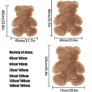 Area Rug, Bear Shape Ultra Soft Natural Faux Rabbit Fur Rug, Shaggy Shag Area Rugs, Luxury Fluffy Carpet Rugs for Living Room, Bedroom, Bed Side,Orange-18 x24