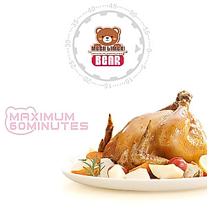 Golandstar Cute Cartoon Bear Timers 60 Minutes Mechanical Kitchen Cooking Timer Clock Loud Alarm Counters Manual Timer (Brown)