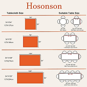 Hosonson 100% Waterproof Vinyl PU Square Heavy Duty Table Cloth with Smooth Surface - Soft Hand-Feeling Decoration Tablecloth - Reusable Wipable Oilproof Table Cover for Kitchen (54x54 Inch, White)