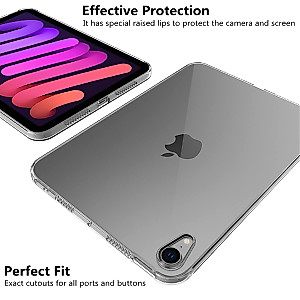 iCoverCase Compatible with iPad Mini 7/6 Clear Case, Transparent Soft TPU Flexible Case 8.3" for Mini 7th (2024) / Mini 6th (2021) Generation (Clear)