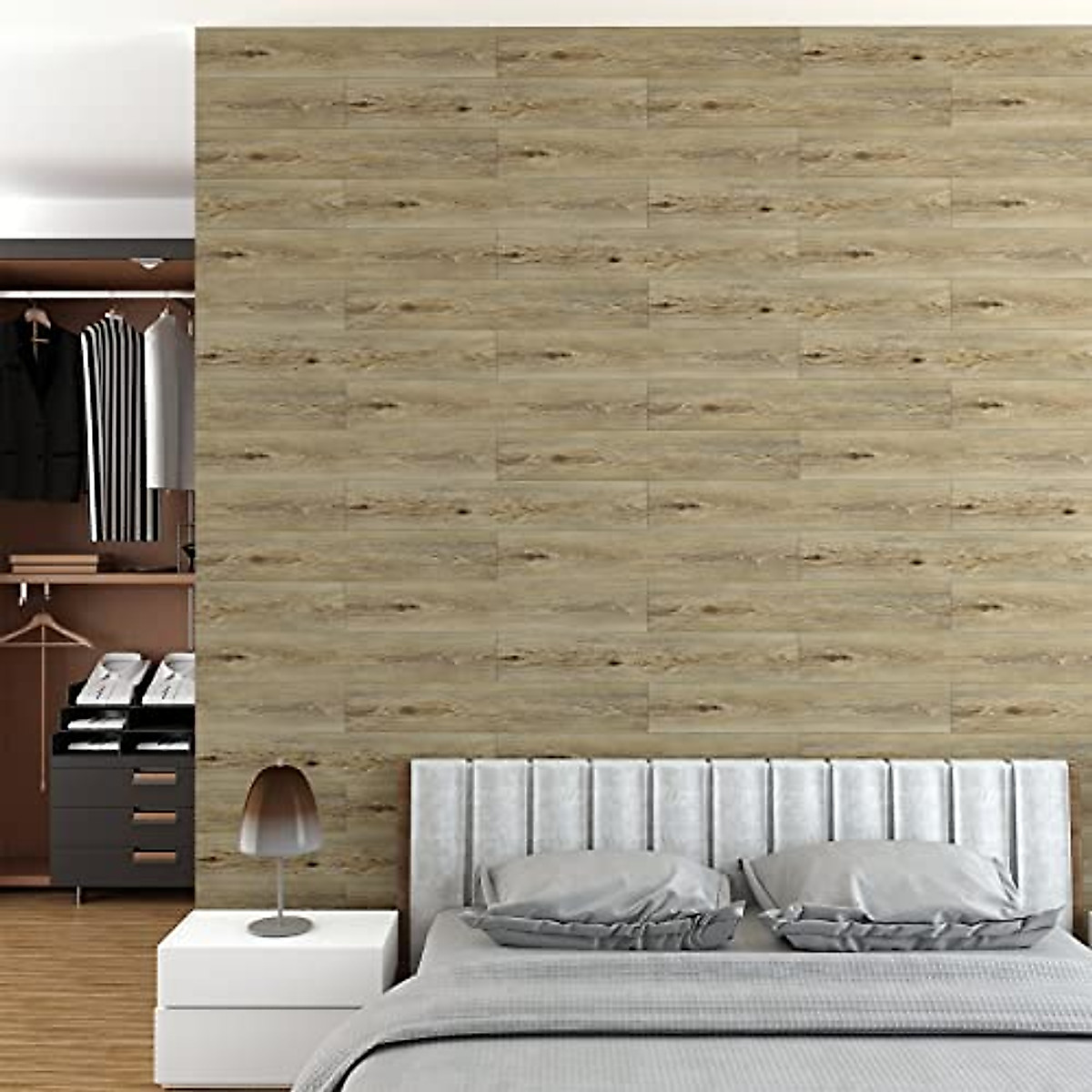 Yenhome 15 Pcs Vinyl Flooring Peel and Stick Waterproof Self Adhesive Peel and Stick Floor Tile Kitchen Bathroom Stick on Floor Tile for Bedroom School Playroom Wood Vinyl Plank Flooring Roll 36" X 6"