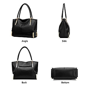 Leather Handbags for Women, Cowhide Leather Ladies Tote Shoulder Bags Pocketbook Top-handle Purse and Handbags