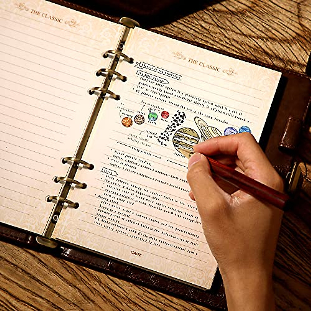 CAGIE Journal with Lock for Adults, Large Refillable Lock Diary 6 Ring Binder Notebook with Lock for Men Women, 7 x 9 Inch, Brown