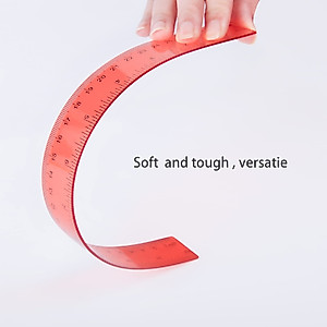 20 Pack Color Rulers, Plastic Rulers, Straight Ruler-Ruler with Inches, Centimeters and Millimeter Flexible Clear Plastic Kids Rulers Ruler for School,Home, Office,Assorted Colors (6 Inch+12 Inch)