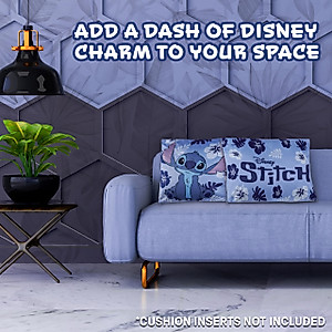 Disney Stitch Cushion Covers - Set of 2 Home Decor 50 x 30cm and 35 x 35cm Women Teenagers Kids Cushions - Stitch Gifts (Blue Stitch)