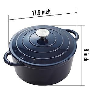 Vivicreate 2 PCS 5.3 QT enamel cast iron dutch oven, red gradient color,cast iron pot (5.3 QT)