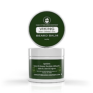 OakCityBeardCo. - Viking - 2 Ounce - Beard Balm - Beard Conditioner - Vetiver - Cedar - Citrus