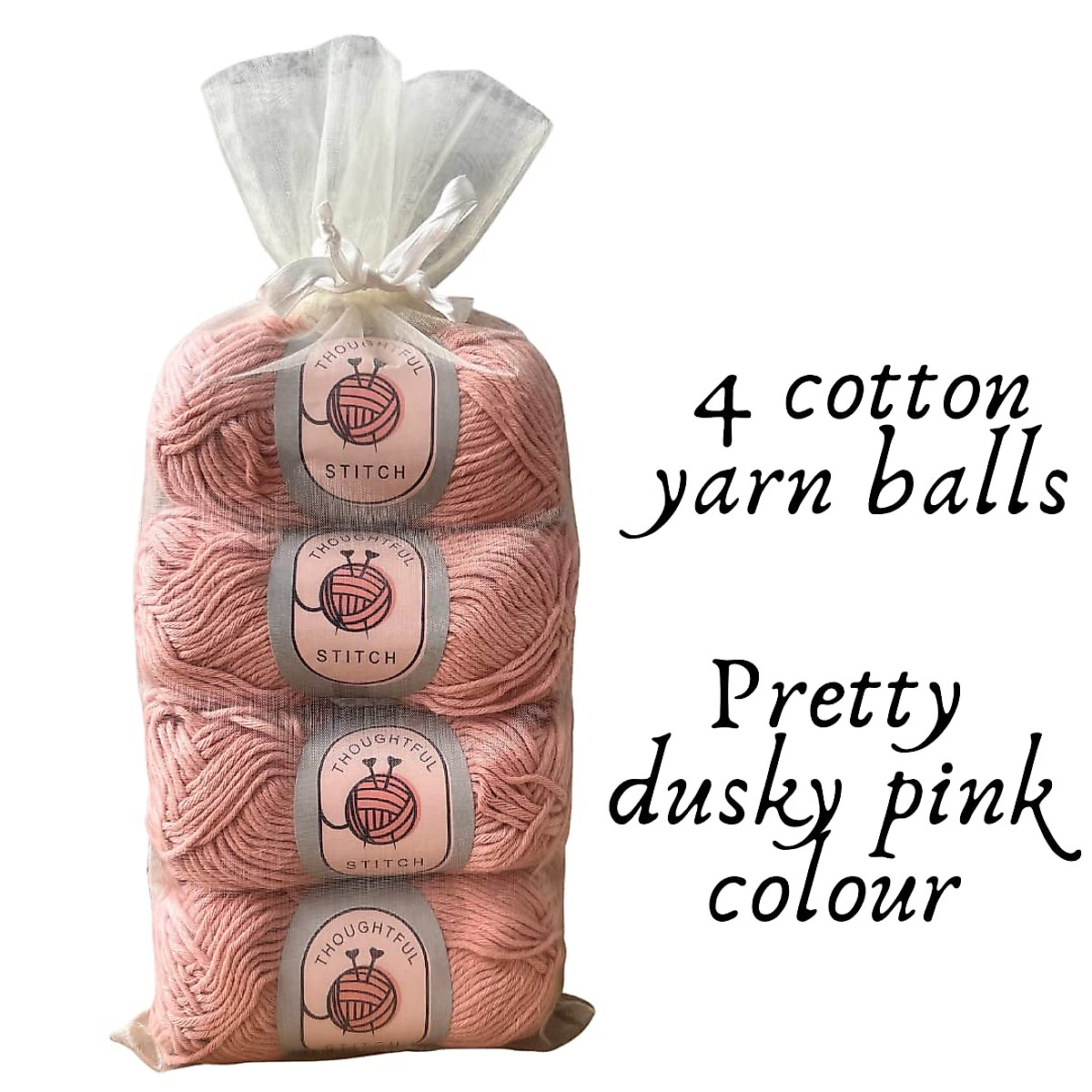 Cotton Yarn for Crocheting (Pack of 4) - 75g Soft & Durable Amigurumi Yarn, Knitting Yarn for Crocheting Sweaters, Dishcloth & DIY Projects, Perfect for Beginners and Experts, Machine Washable (Pink)