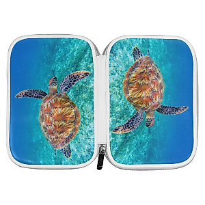Bardic Pen Pencil Case Ocean Animal Sea Turtle Makeup Brush Bag Travel Organizer Cosmetic Pouch Passport Holder For Men Women