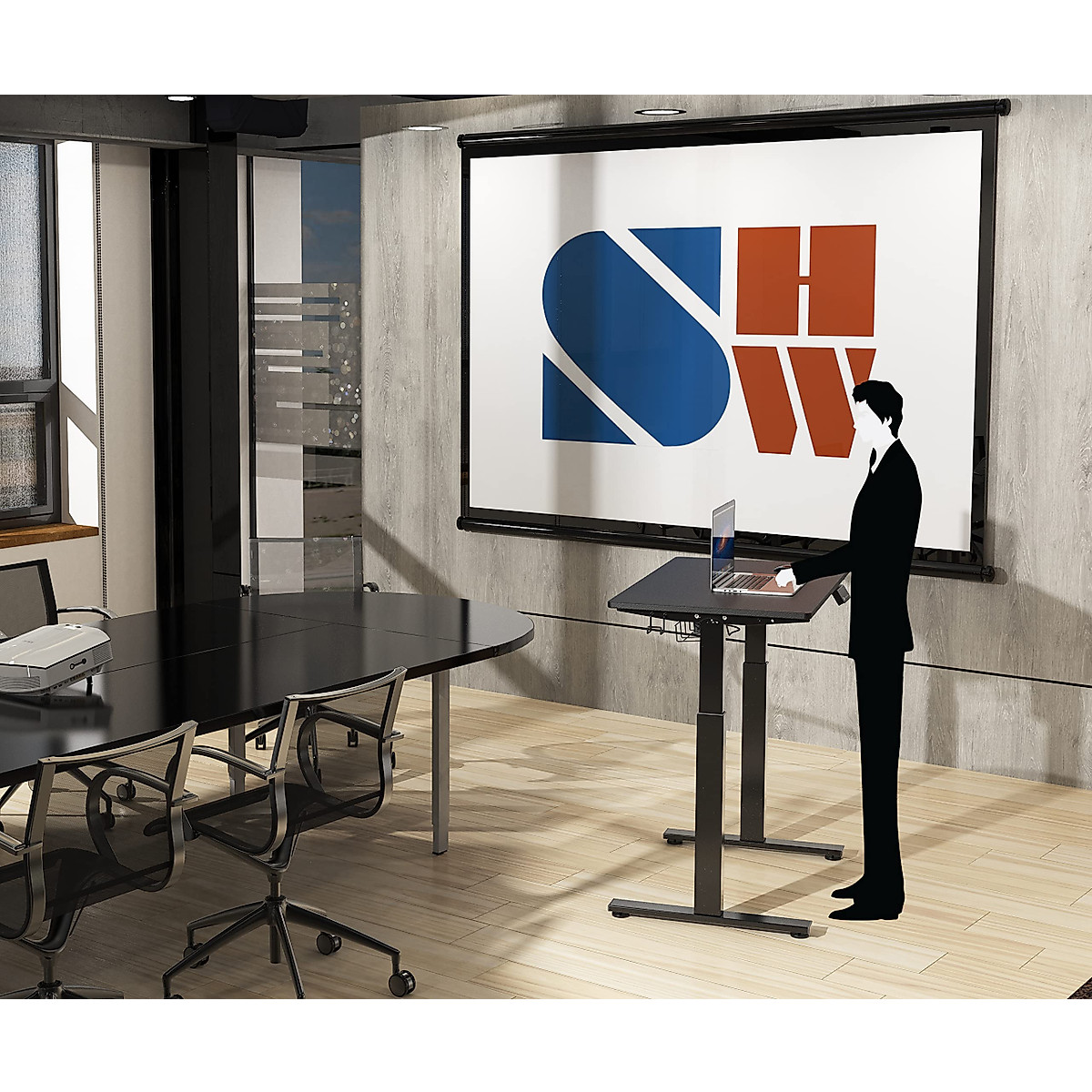 SHW 40-Inch Electric Height Adjustable Standing Desk with Memory Preset and Cable Management Tray, Black