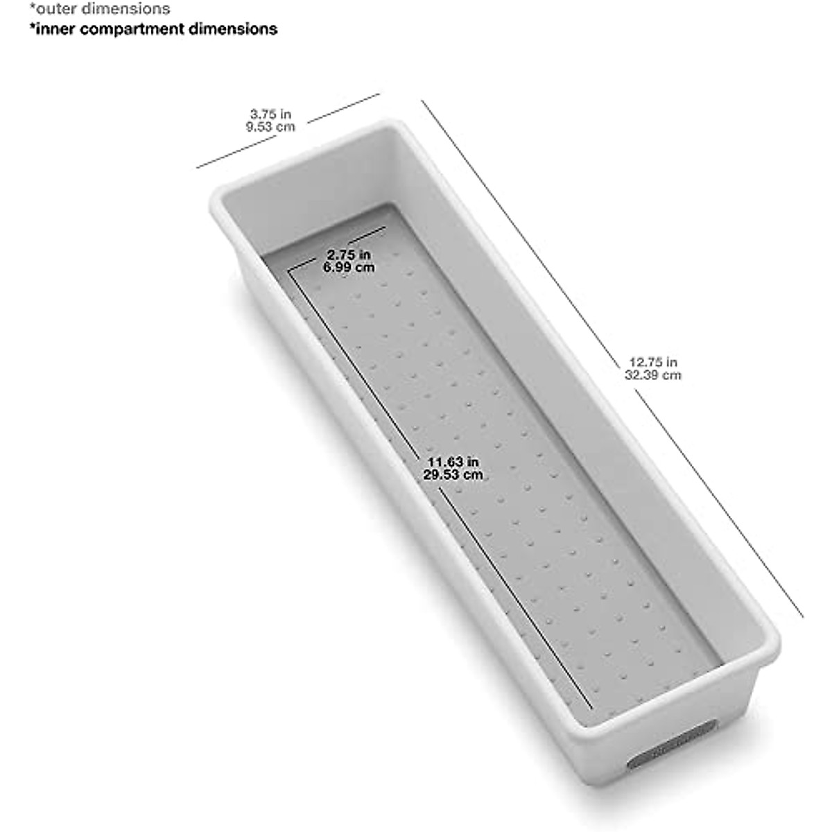 madesmart Premium Antimicrobial Classic 12 x 3 Bin, Drawer Organizer, Multi-Purpose Home Organization, EPA Certified, White