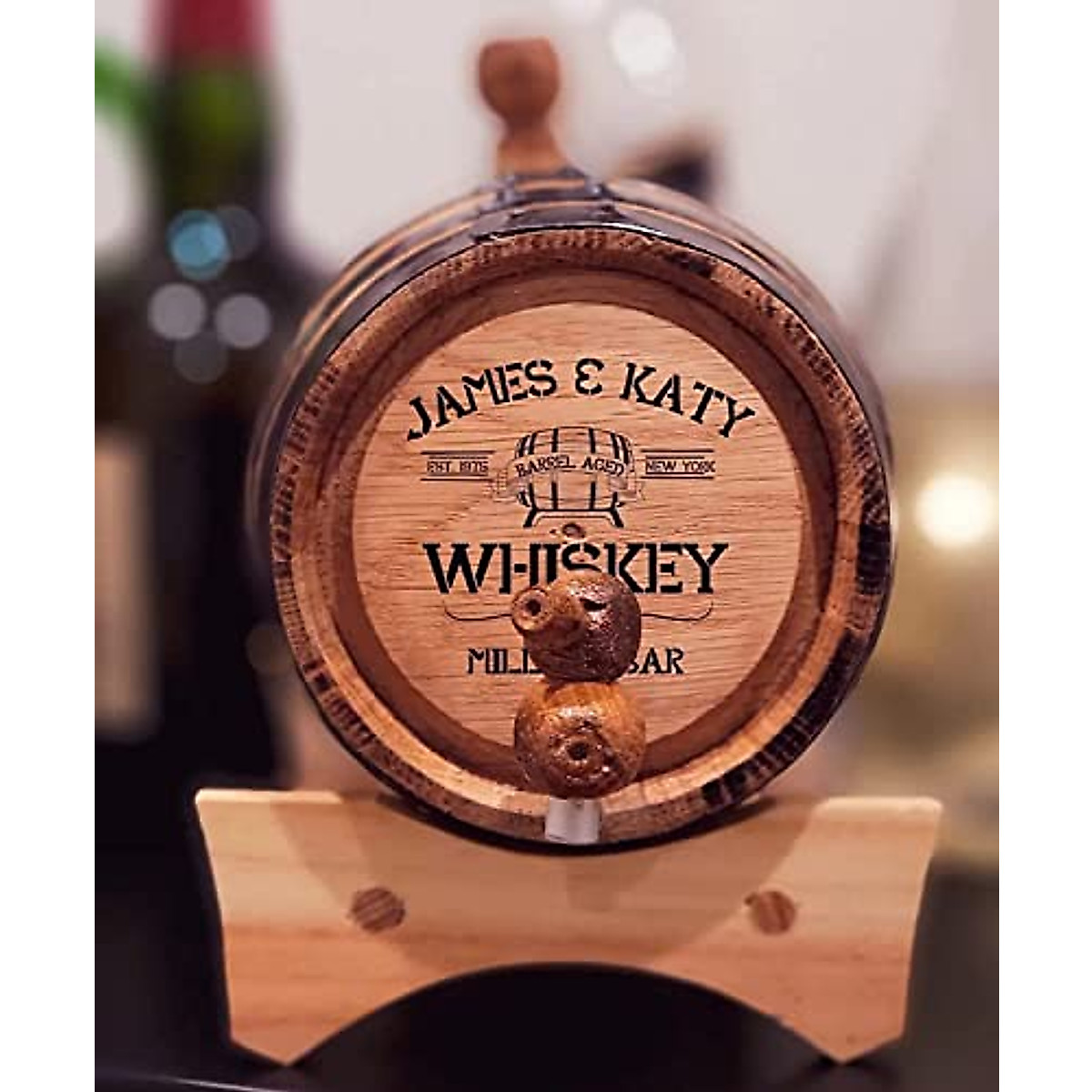 Personalized American Oak Barrel - Fully Customizable | Age your own beverage | Spirit Aging Barrel | Age you Wine, Whiskey, Beer, Tequila, Bourbon, Rum and more (1 Liter)