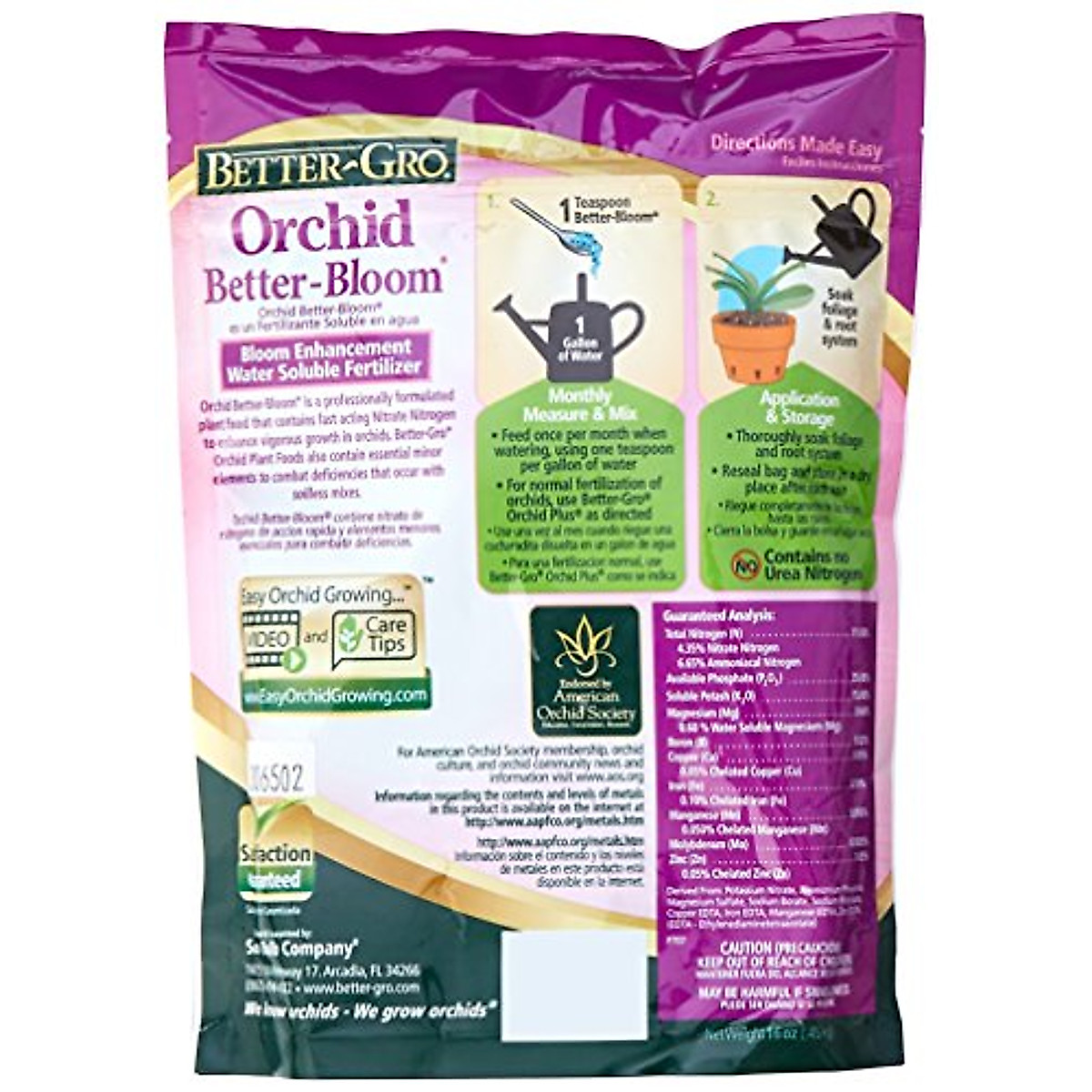 Sun Bulb Company 8305 Better Gro Orchid Plus Bloom Booster Fertilizer, 16-Ounce