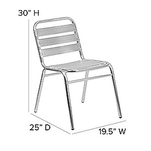 Flash Furniture 4 Pack Commercial Aluminum Indoor-Outdoor Restaurant Stack Chair with Triple Slat Back