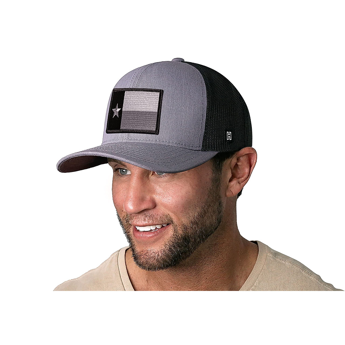 HAKA Texas Flag Hat - Texas Trucker Hat Snapback TX Baseball Cap Golf Hat (Grey/Black)