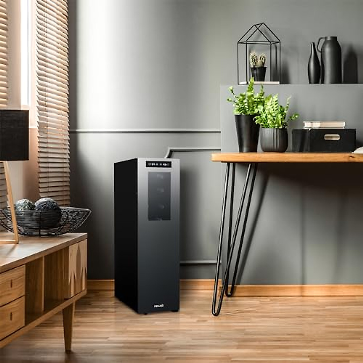 NewAir Shadow-T Series 18 Bottle Thermoelectric Wine Fridge, Dual Temperature Zones, Countertop Wine Refrigerator, Mirrored Compact Wine Cellar, Double-Layer Glass Door Cooler, Vibration-Free