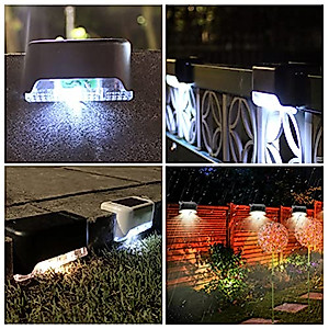 Cabilock Solar Led Lantern 4pcs Led Solar Lights for Fence Solar Powered Steps Light Outdoor Led Lamp Decks Walkway Patio Stair Garden Rail Backyard Fences Post Lamp Wall Sconces Lamp
