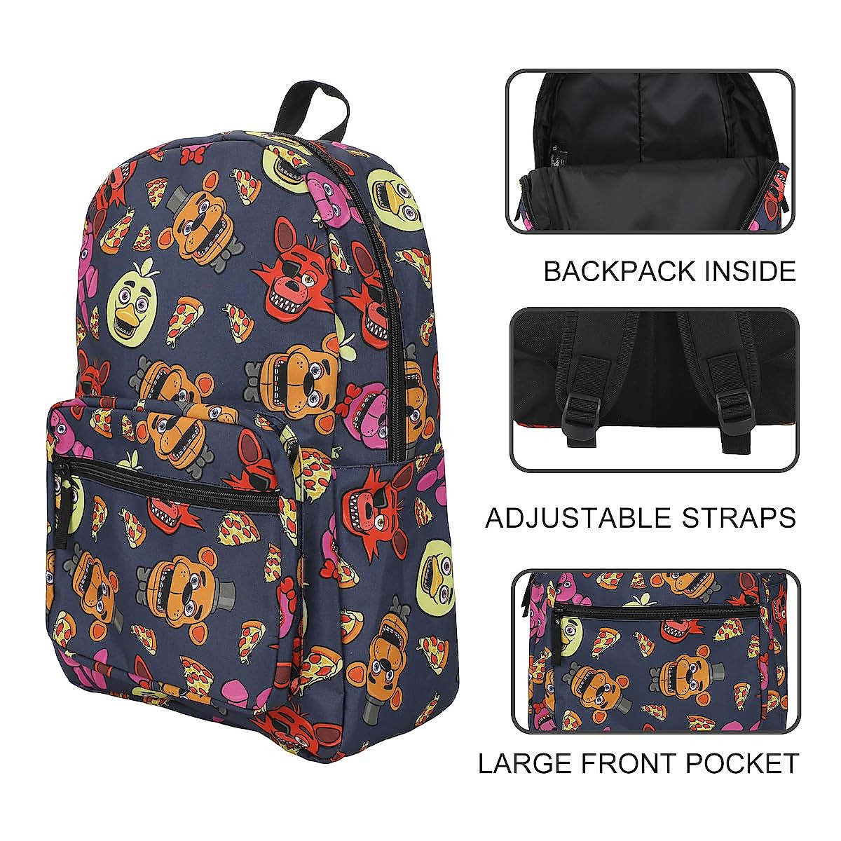 Five Nights At Freddy's Characters School Backpack, FNAF Chica Foxy Bonnie