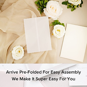Puremigo 100 Pack Pre-Folded Vellum Jackets for 5x7 Invitations - Vellum Paper 5x7 Jackets - 115GSM Vellum Wedding Invitations Wraps - Transparent Wedding Invitations Jacket