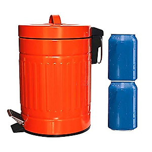 OCTMUSTARD Mini Metal Pedal Bin, Round Step Pet Trash with Lid and Handle, Small Garbage Can Wastebasket for Narrow Spaces at Home, Car or Office, 0.8Gal/3L, White 9" X 6.75" X 11.25"