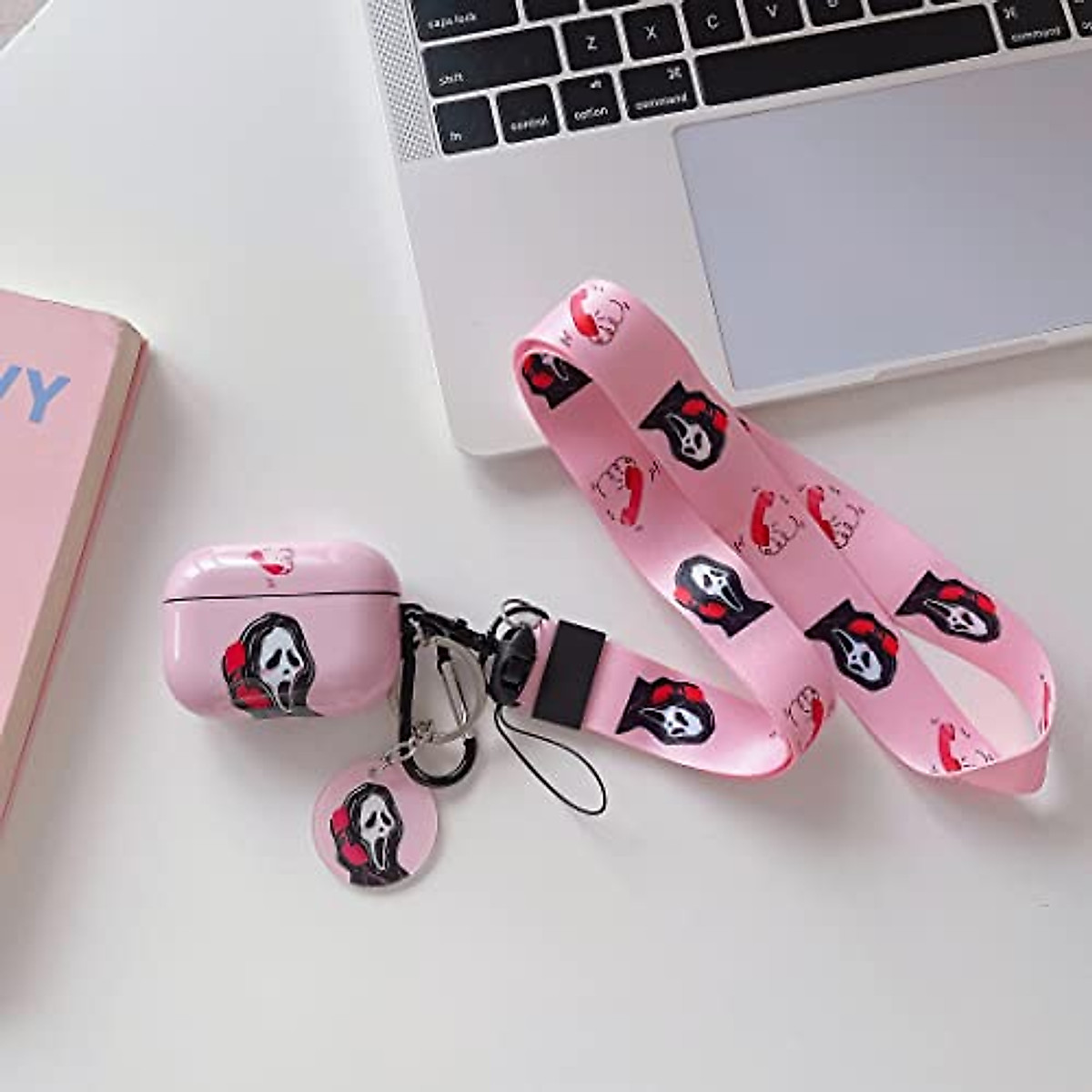 Cartoon Cool Scream Ghost AirPod Pro 2nd Generation case(2022),Unique Funny Fun Skull Design Horror Scary,with Keychain Clip Carabiner and Lanyard,Compatible with Apple AirPod Pro 2nd