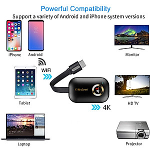 Wireless Display Dongle Adapter, 5GHz+2.4GHz WiFi Portable Display Receiver 1080P HDMI Screen Mirroring Compatible with Miracast/Airplay/Android/iOS/iPhone/iPad/Mac/PC/TV/Monitor