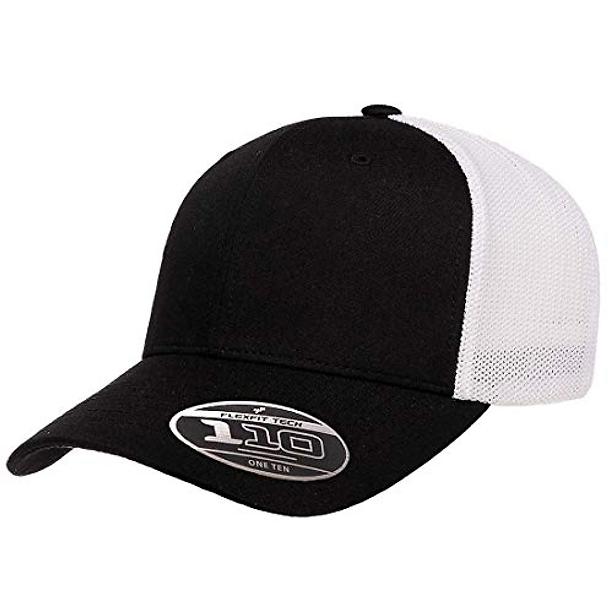 Flexfit Men's 110 Recycled Trucker Mesh Cap-2-Tone, Black/White, OSFA