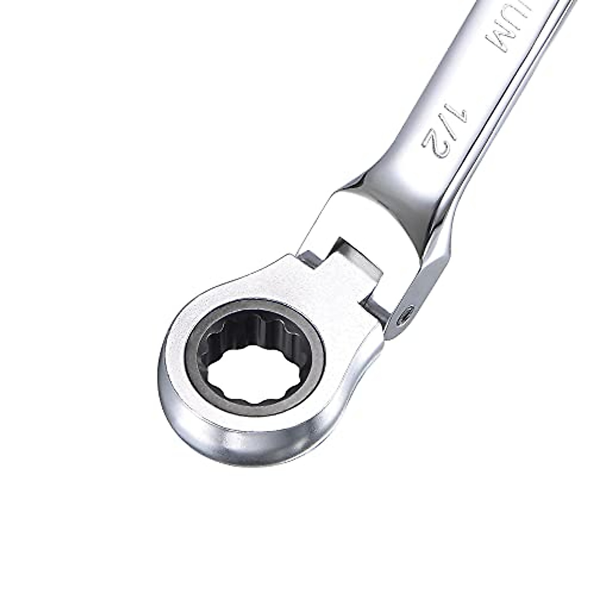 uxcell 1/2 Inch Flex-Head Ratcheting Combination Wrench SAE 72 Teeth 12 Point Ratchet Box Ended Spanner Tools, Cr-V