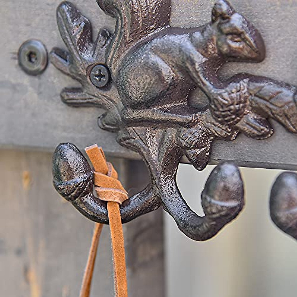 Sungmor Cast Iron Cute Squirrel 4 Hooks Coat Hanger - Key Hooks for Towel, Keys, Hats, Bags, Clothes - Antique Style Storage Organizer Wall Hing Rack