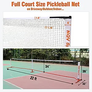 NQV Pickleball Set with Net, Pickleball Set, Regulation Size Pickleball Net Portable Outdoor Indoor Driveway. 4 USAPA Approved Graphite Pickleball Paddles+22ft Net+4 Pickleballs+2 Bags+2 Chalks