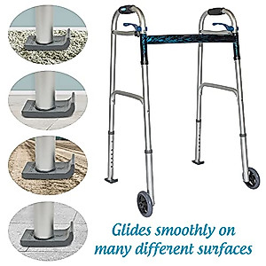 Top Glides 8" Off-Road Walker Wheel Kits with Free Flexfit Universal Ski Glides (Blue)