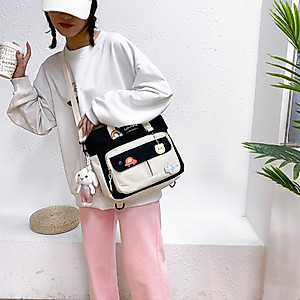 Cute Bags For School Kawaii Japanese Bag Multifunction Laptop,Aesthetic Backpacks for Teen Girls Kids Messenger Lunch Totes(black)