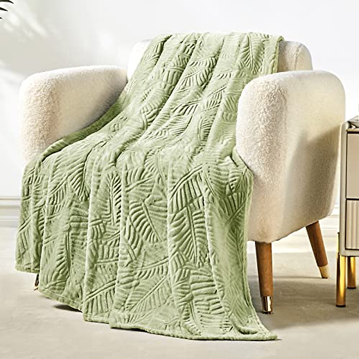 Mocaletto Luxury Fleece Blanket Throw Blanket,300GSM Super Soft Microfiber Lightweight and Decorative Bed Blanket for Sofa Couch Bed (Sage Green, Twin (50" x 60"))