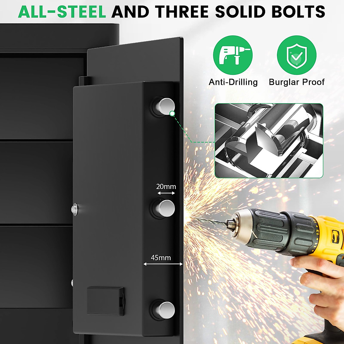 6.0 Cubic Large Home Safes Water and Fireproof, Anti-theft Document Safe Box with Removable Drawer & Shelf, Digital Fire Proof Safe for Home Money Jewelry Valuables