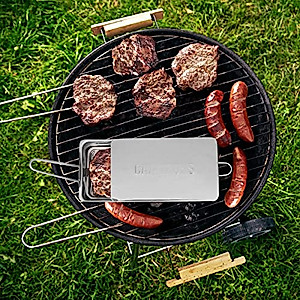 Gourmet Mini Stovetop Smoker - Stainless Steel Smoker Box w/Hickory Smoking Wood Chips - Works On Any Heat Source, Indoor Stovetop or Outdoor BBQ Grill-Great Fathers Day Gift & Grilling Gift for Men