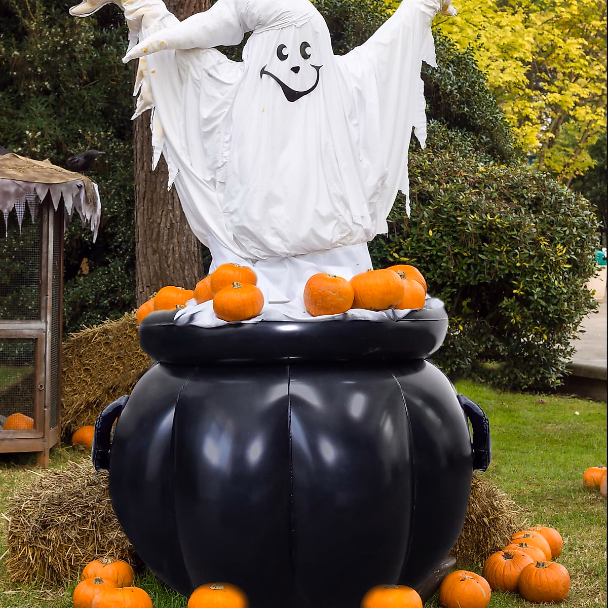 GIFTEXPRESS 22x18 Inch Large Inflatable Halloween Cauldron Drink Cooler, Beverage Holder, Candy Cauldron Kettles, Witch’s Cauldron, Party Decoration