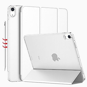 iMieet iPad Air 11 Inch Case 2024 /iPad Air 5/4 Case 2022/2020 10.9 Inch - iPad Air 6th/5th/4th Generation Case Slim Cover with Translucent Frosted Hard Back [Support Touch ID] (White)