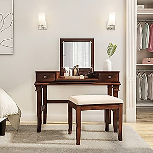 Linon Angela Walnut Vanity Set,30" x 36" x 18"