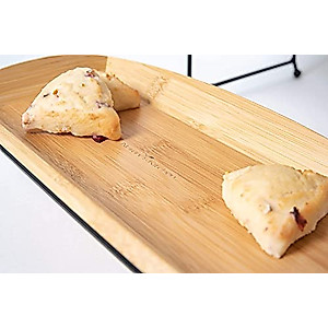 Nature's Kitchen Bamboo Wood Serving Tray Set for Dessert Coffee Appetizers, 3 Pack of 12 x 5.75 Inch Serving Platters