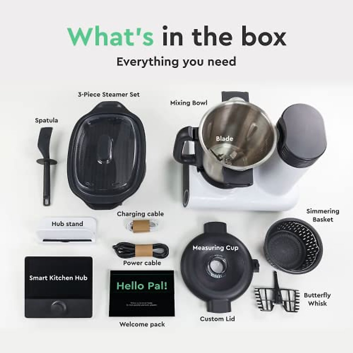 Multo By CookingPal, Smart Compact Countertop Multi-Functional Food Processor With Guided Recipes | WiFi Built-In | Chop, Knead, Steam And Cook All-In-One Cooker. (Renewed)