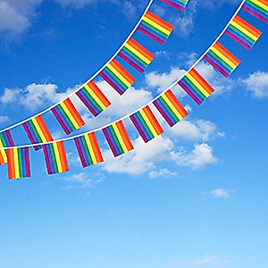 Whaline 38 Flags Gay Pride Banner, Rainbow String Bunting Indoor/Outdoor for LGBT Festival Party Celebration Decoration