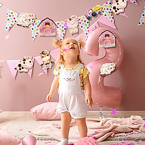 42 Pcs Floral Farm Animal Party Cutouts Girl Farm Animals Party Decorations Farm Animal Birthday Party Supplies with 60 Glue Point Dots for Girls Farm Animal Theme Baby Shower Birthday Party