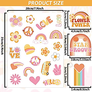 280Pcs Hippie Theme Temporary Tattoos Stickers 70's Theme Tattoos Stickers Hippie Face Body Stickers For Adults And Kids Cute Cartoon Printing Hippie Theme Assorted Groovy Party Supplies
