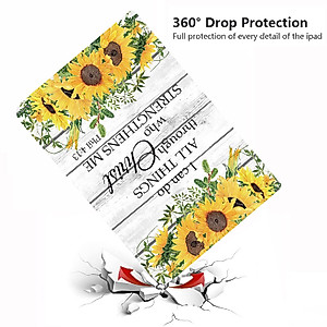 POIUYTREW Case for Samsung Galaxy Tab A8 10.5 Inch 2022 (SM-X200/X205/X207), PU Leather Folio Case Smart Cover with Stand & Auto Wake Sleep, Inspirational Floral Christian Quotes Bible Verse Phil 4:13